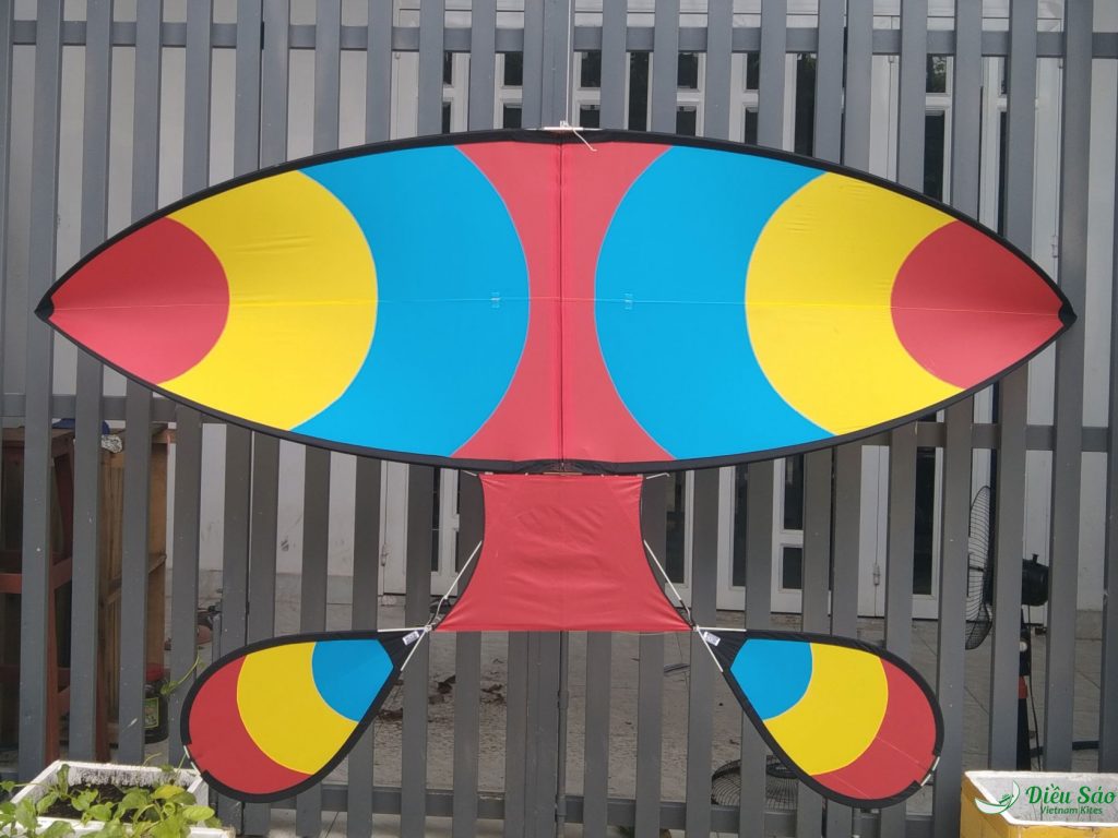 Multi-color Cloth Covering of Thuy Nguyen Flute Kite - Vietnam Kites